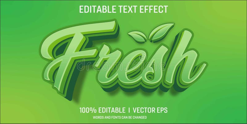 Editable Fresh Vector 3d Text Effect with Modern Style Design Stock ...