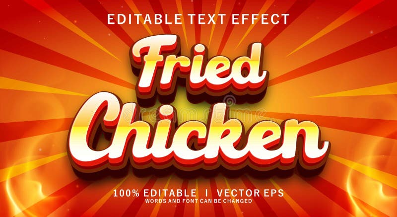 Fried Chicken Vector Text Effect with Modern Style Design Stock Vector ...