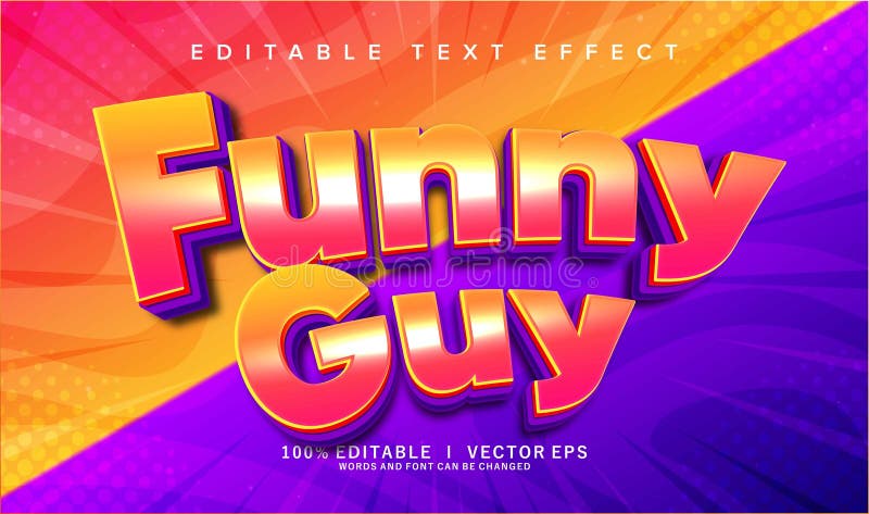 Funny Guy Vector Text Effect with Modern Style Design Stock ...