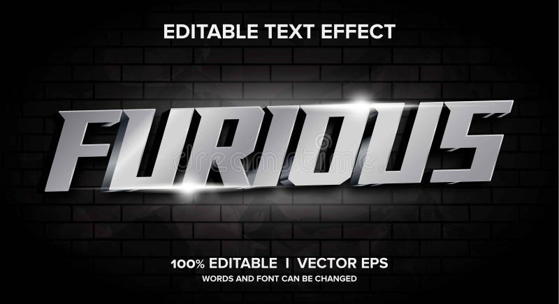 Furious 3d Vector Text Effect with Modern Style Design Stock Vector ...