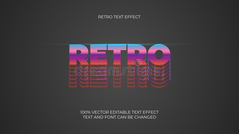 Editable Futuristic Retro Gradient Text Effect Stock Vector ...