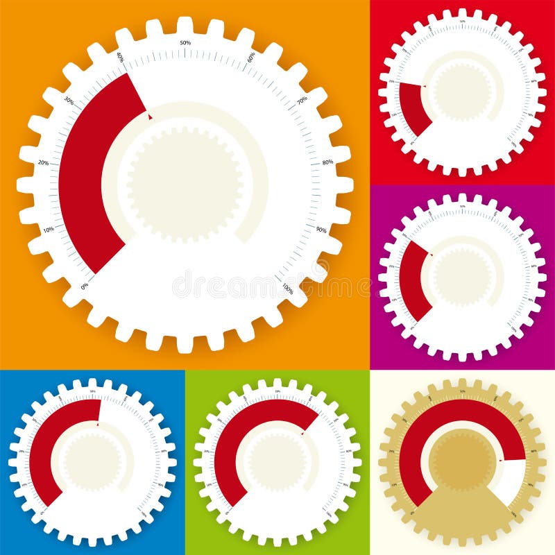 Editable Gear or Cog Charts with Multiple Values. Stock Vector ...