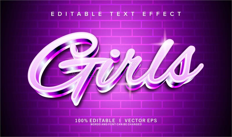 Girls Vector Text Effect with Modern Style Design Stock Vector ...