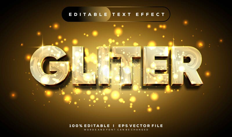 Gliter 3d Vector Text Effect with Modern Style Design Stock Illustration - Illustration of ...