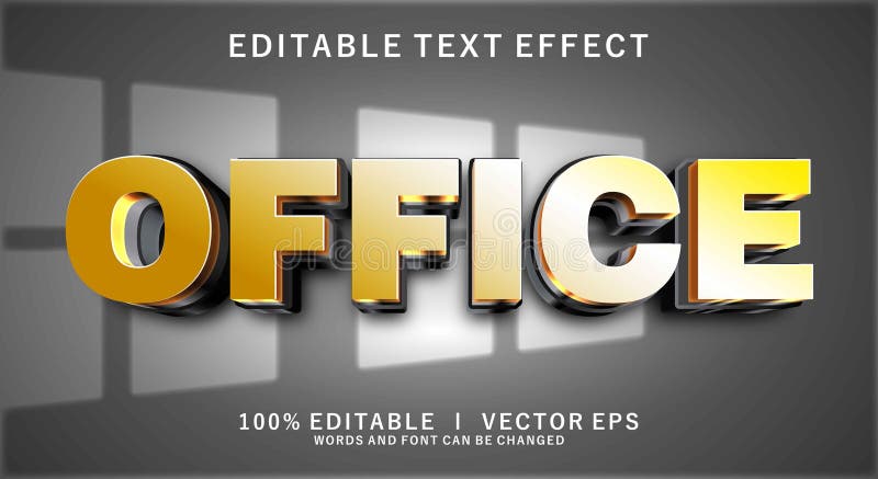 Golden Office 3d Vector Text Effect with Modern Style Design Stock ...