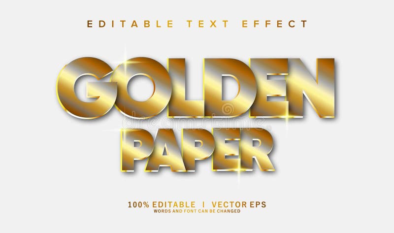 Golden Paper Vector Text Effect with Modern Style Design Stock Vector ...