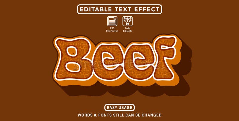 Editable Graphic Text Effect Beef Style Stock Vector - Illustration of ...