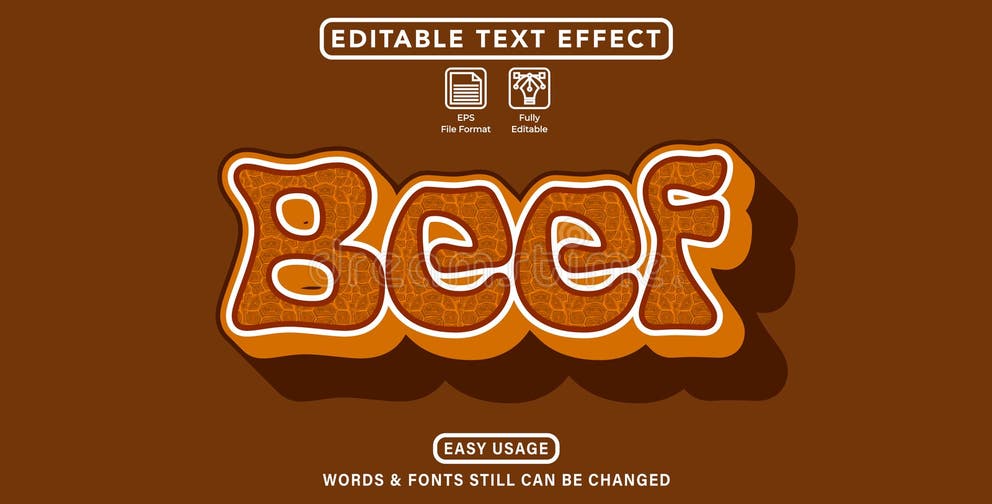 Editable Graphic Text Effect Beef Style Stock Vector - Illustration of ...