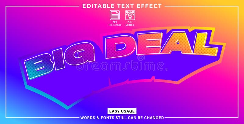 Editable Graphic Text Effect Big Deal Styles Stock Illustration ...