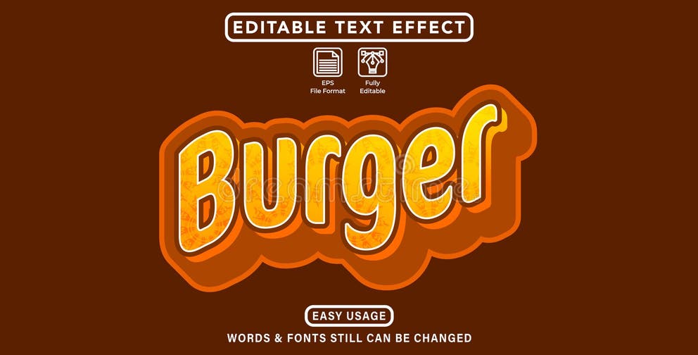 Editable Graphic Text Effect Burger Style Stock Vector - Illustration ...