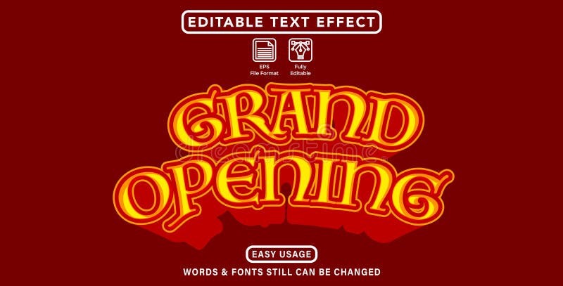 Editable Graphic Text Effect Grand Opening Style Stock Vector ...