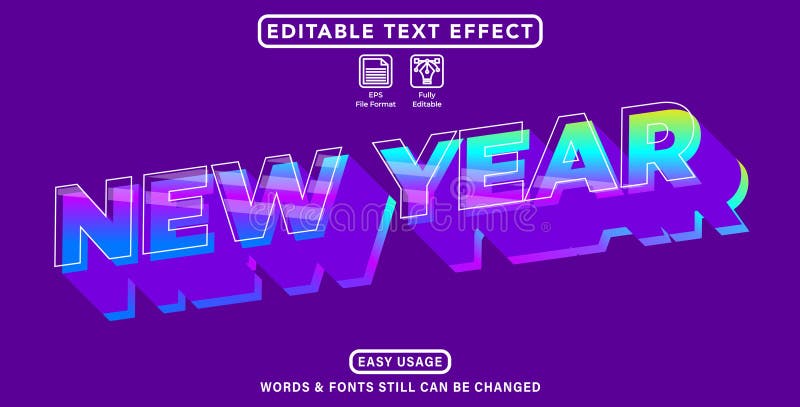 Editable Graphic Text Effect New Year Style Stock Vector - Illustration ...