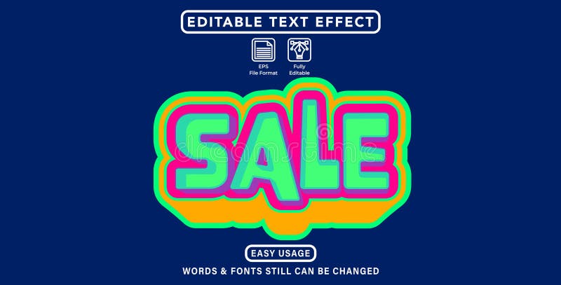 Editable Graphic Text Effect Sale Style Stock Vector - Illustration of typeface, lettering ...
