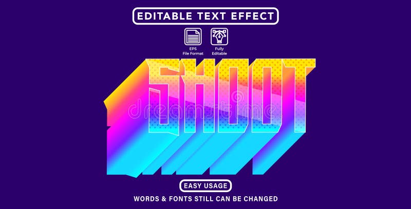 Editable Graphic Text Effect Shoot Style Stock Vector - Illustration of ...