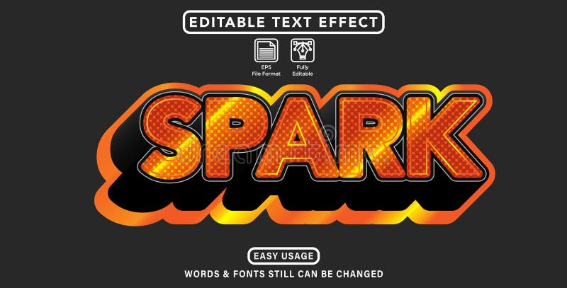 Editable Graphic Text Effect Spark Style Stock Vector - Illustration of ...