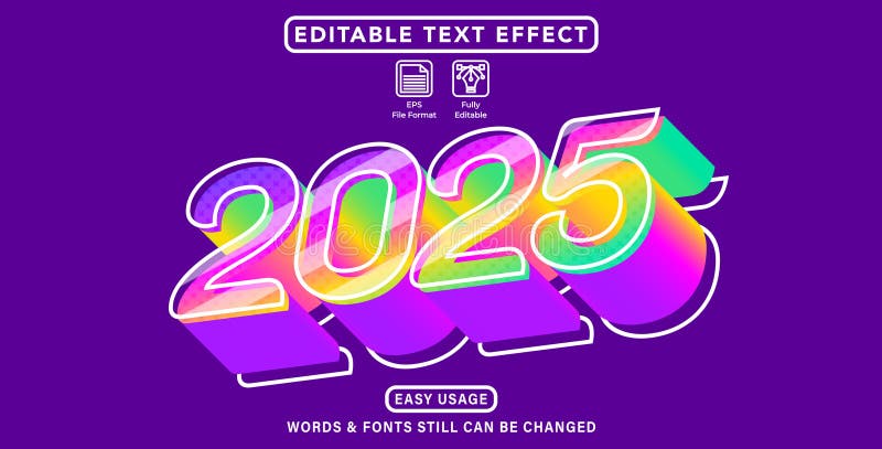 Editable Graphic Text Effect 2025 Style Stock Vector - Illustration of ...