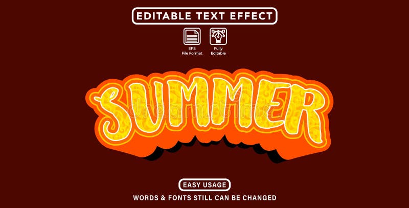 Editable Graphic Text Effect Summer Vibes Style Stock Vector - Illustration of typeface ...