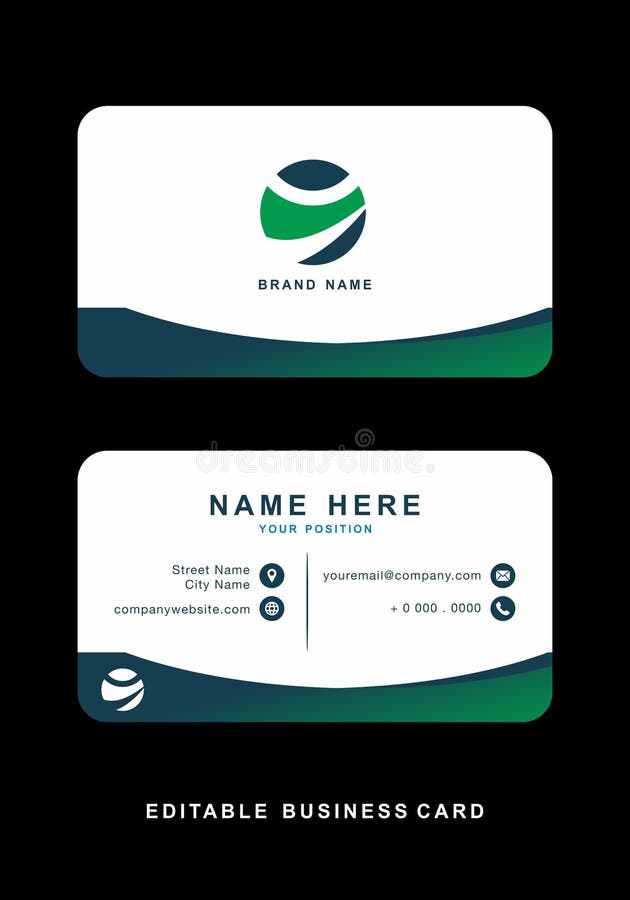 Editable Green Blue Color Business Card Template Stock Vector ...