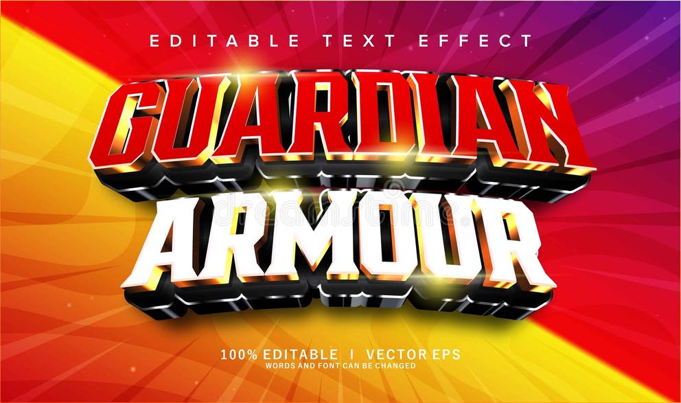 Guardian Armour 3d Vector Text Effect with Modern Style Design Stock Vector - Illustration of ...