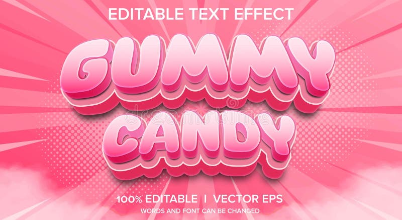 Gummy Candy Vector Text Effect with Modern Style Design Stock Vector ...