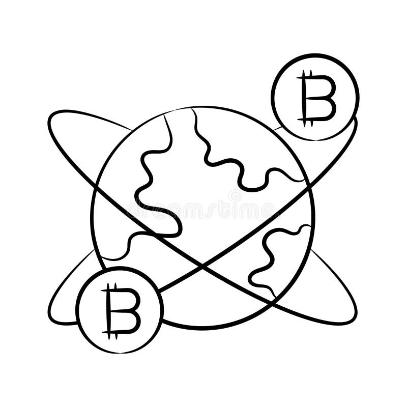An Editable Hand Drawn Style Icon Showing Global Bitcoin Stock Vector ...