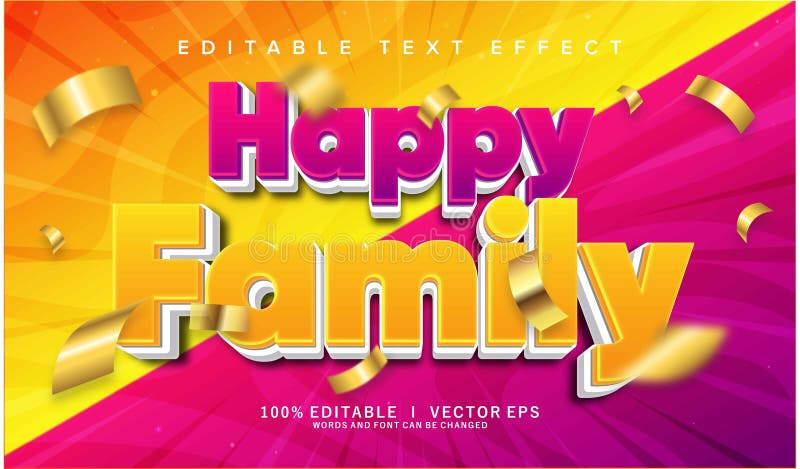 Happy Family Vector Text Effect with Modern Style Design Stock Vector ...