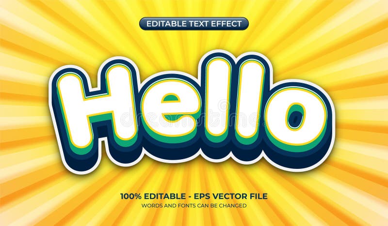 Editable Hello Text Effect with Cheerful Color. 3d Bold Sticker Text ...