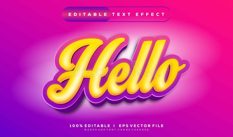 Hello Vector Text Effect with Modern Style Design Stock Vector - Illustration of vector ...