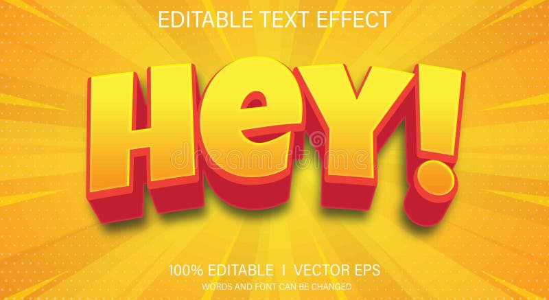 Hey Vector Text Effect with Modern Style Design Stock Vector ...