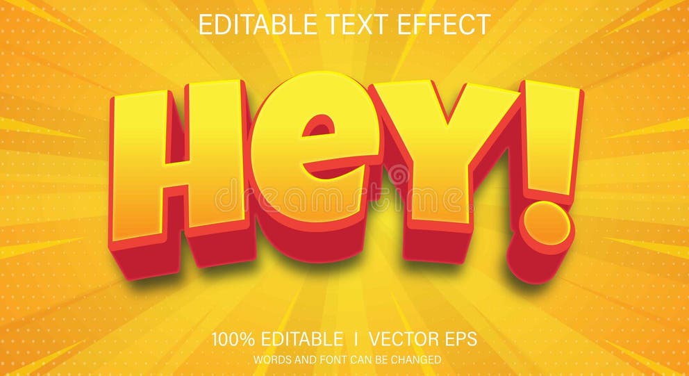 Hey Vector Text Effect with Modern Style Design Stock Vector ...