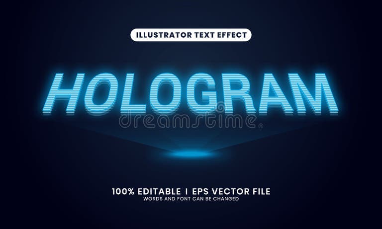 Editable Hologram Text Effect. Stock Vector - Illustration of ...