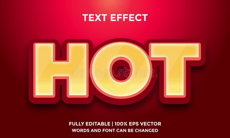 Editable Hot Text Effect Template in Bold 3D Style Stock Vector ...