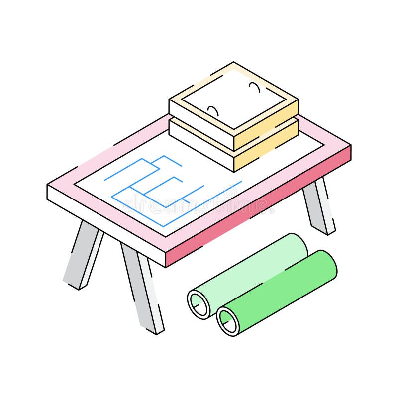 An Editable Icon of Drafting Table Designed in Isometric Style Stock ...