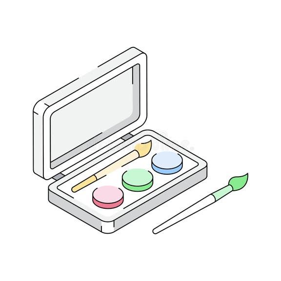 An Editable Icon of Watercolour Kit Designed in Isometric Style Stock ...