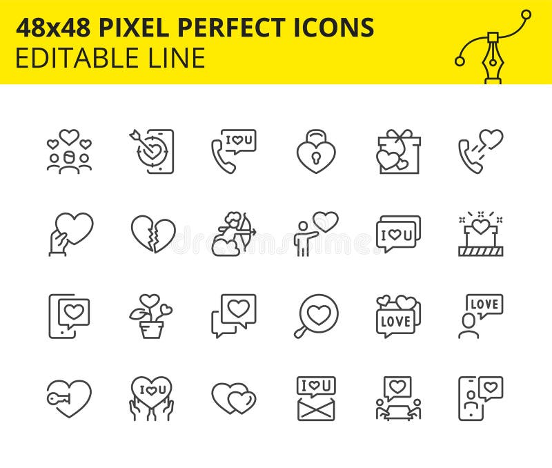 Scaled Set for Romantic Relationship and Love. Stock Illustration ...