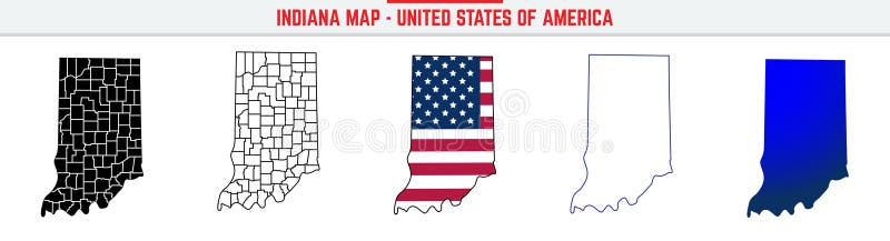 Indiana Map with Editable Stroke Icon Stock Vector - Illustration of ...