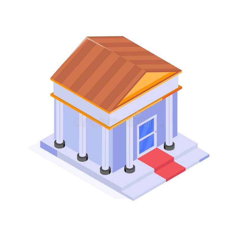 An Editable Isometric Icon of Bank Building in Modern Style Stock ...