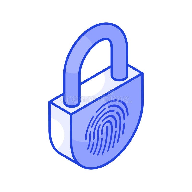 Editable Isometric Icon of Fingerprint Lock, Smart Authentication Stock ...