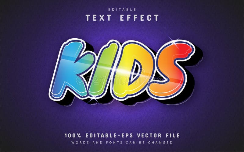 Editable Kids Text Effect Design Stock Illustration - Illustration of ...