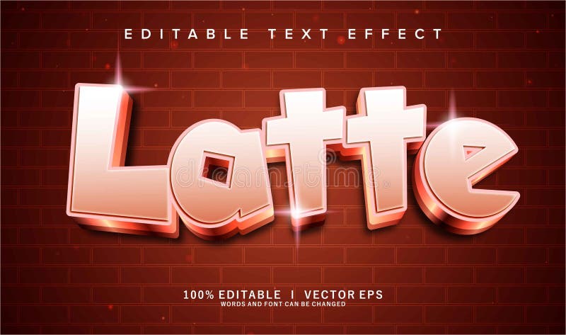 Latte Vector Text Effect with Modern Style Design Stock Vector - Illustration of sign, latte ...
