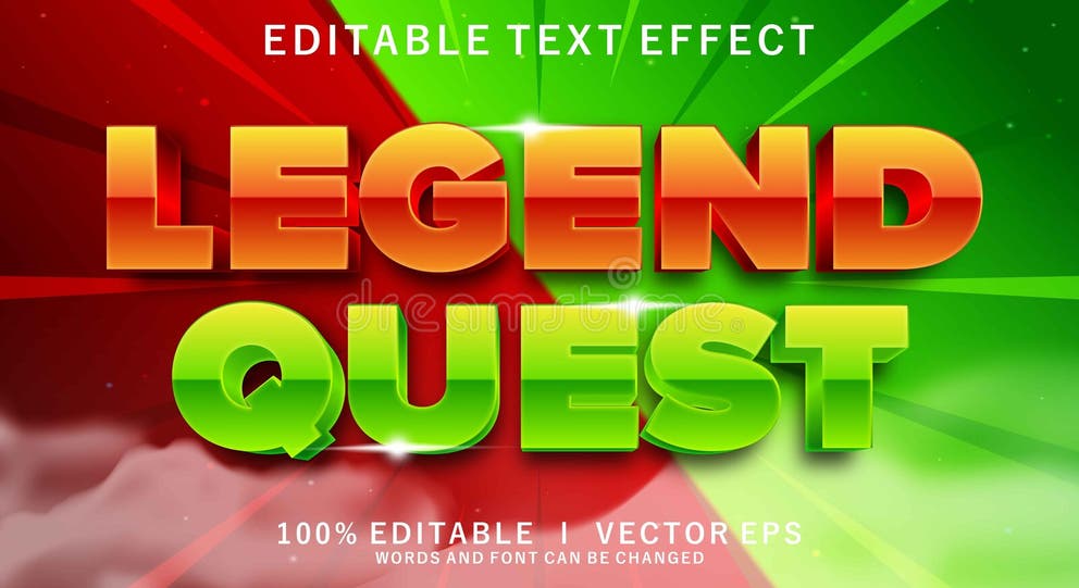 Legend Quest 3d Vector Text Effect with Modern Style Design Stock ...