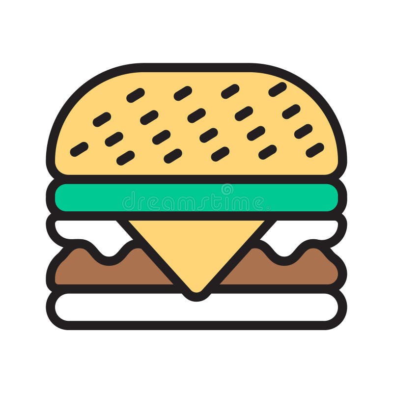 An Editable Line Icon of Burger Serving Stock Illustration ...