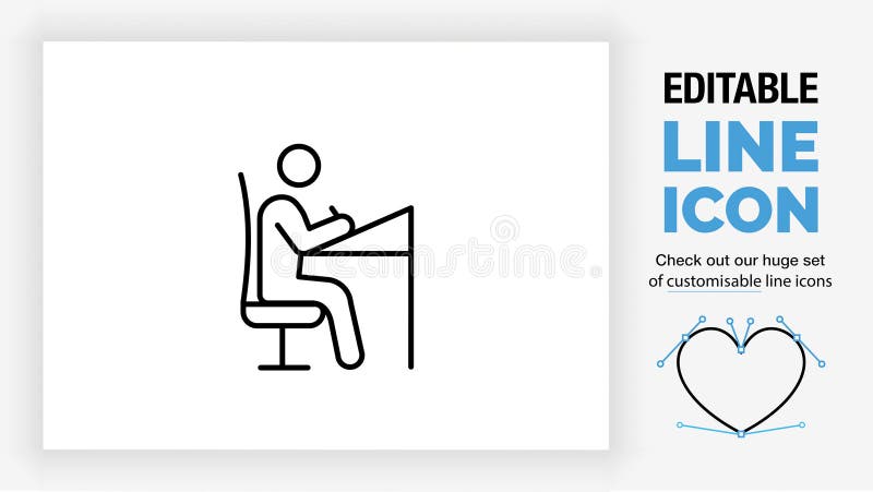 Editable Line Icon of a Stick Figure Architect or Graphic Designer ...