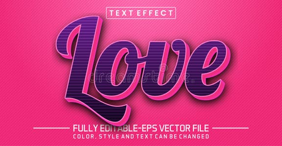 Editable Love Text Style Effect - Love Text Style Theme Stock Vector ...
