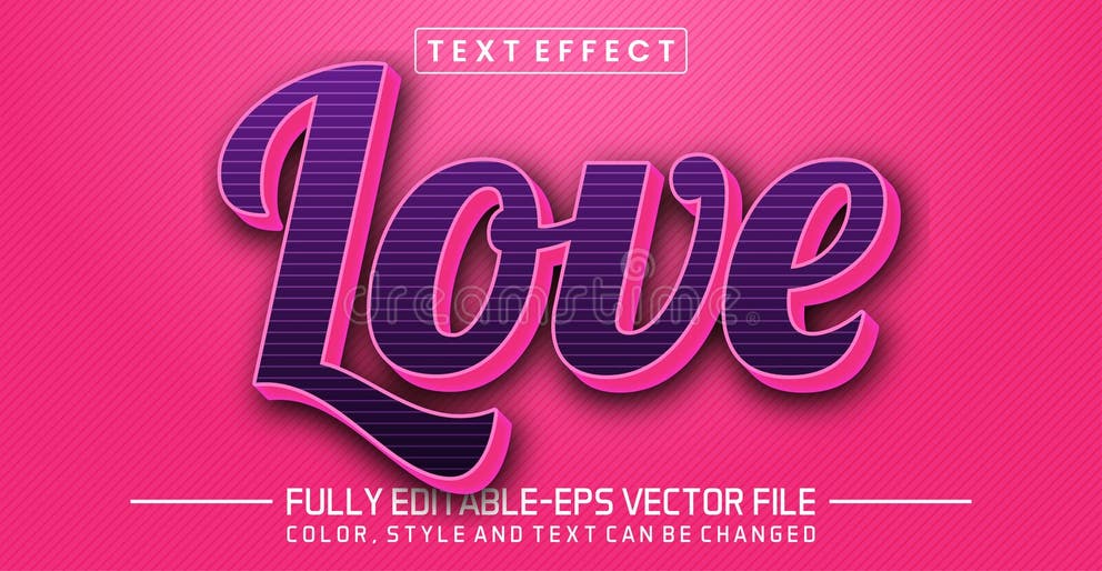 Editable Love Text Style Effect - Love Text Style Theme Stock Vector ...
