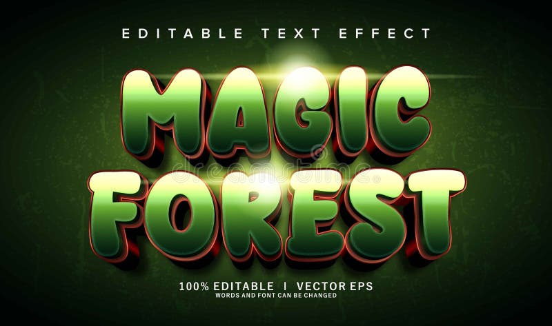 Magic Forest 3d Vector Text Effect with Modern Style Design Stock ...