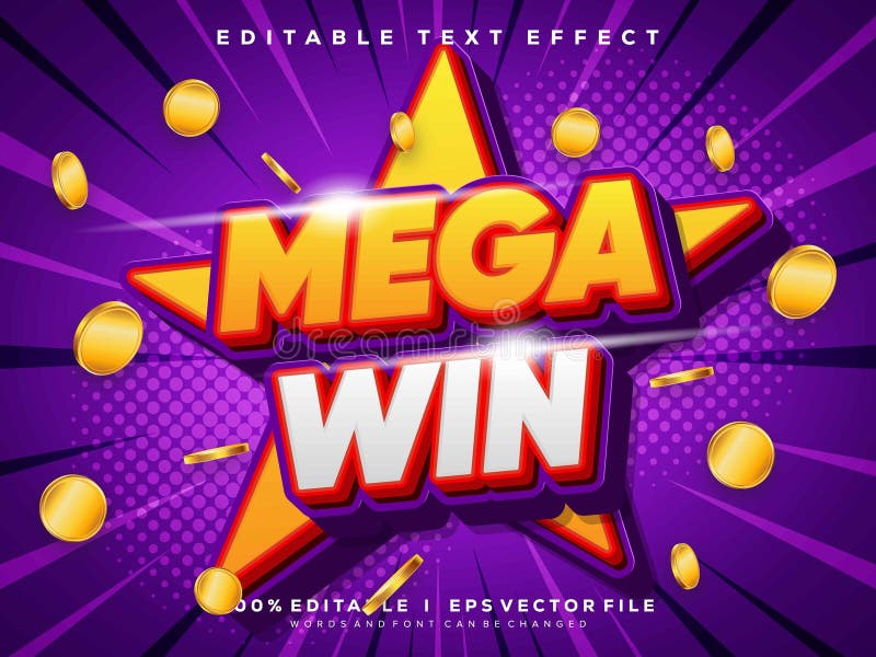Mega Win Vector Text Effect with Modern Style Design Stock Vector - Illustration of typeset ...