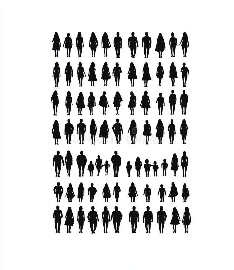 Editable Modern Profiles of People Walking Hand in Hand Stock ...