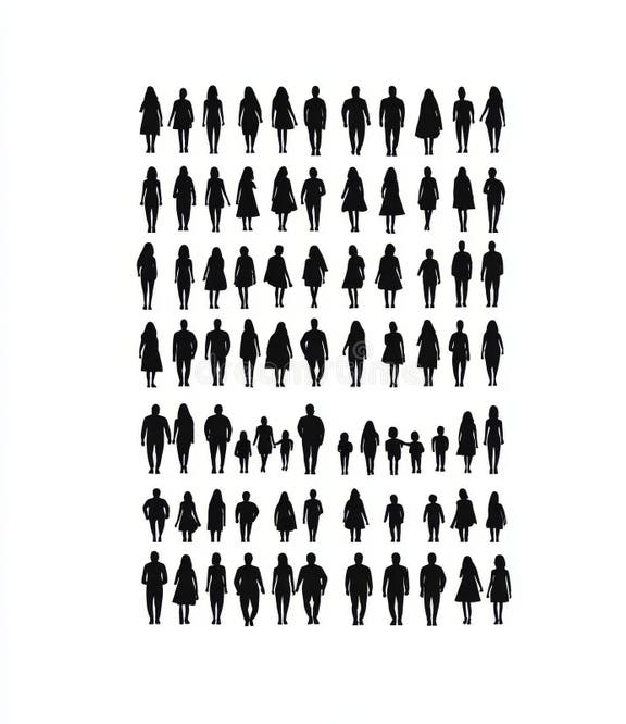 Editable Modern Profiles of People Walking Hand in Hand Stock ...