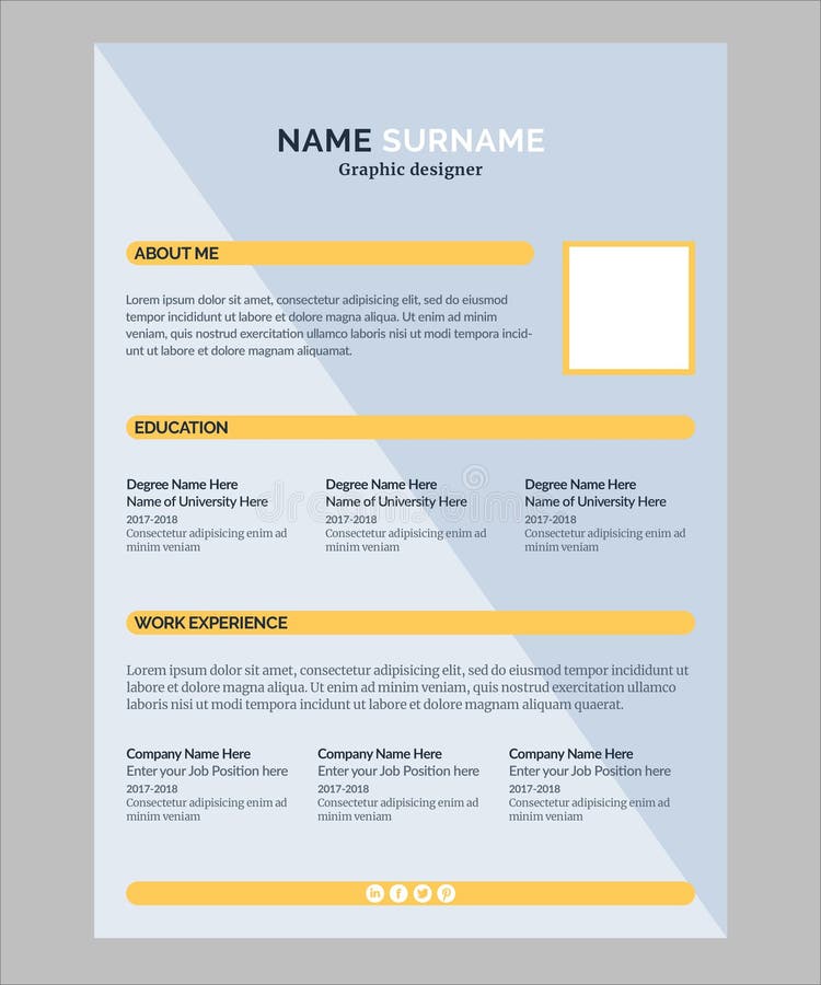 Editable Modern Resume Cv Template Stock Vector - Illustration of ...